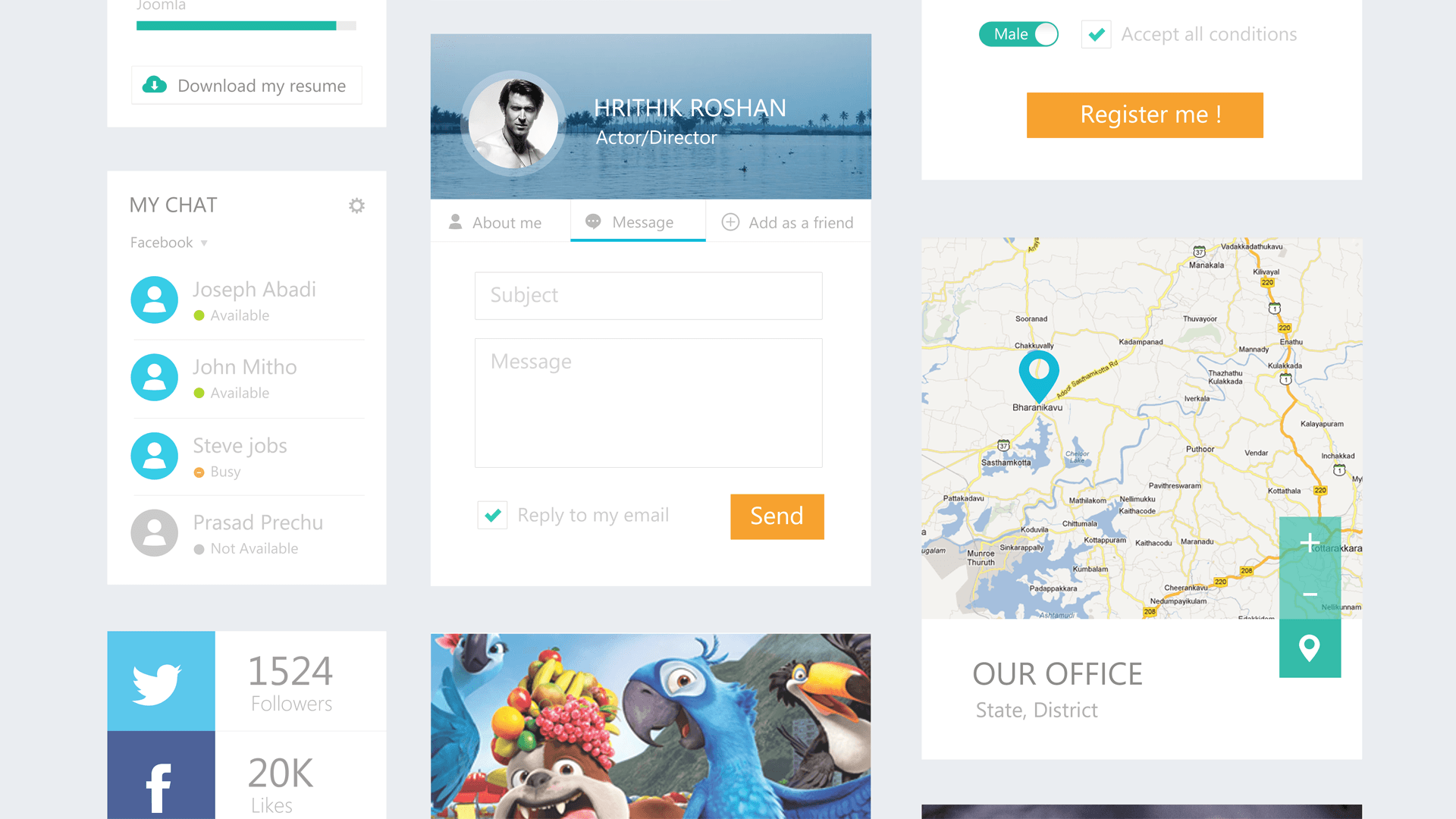 Flat UI kit - PSD - Zonic Design Download
