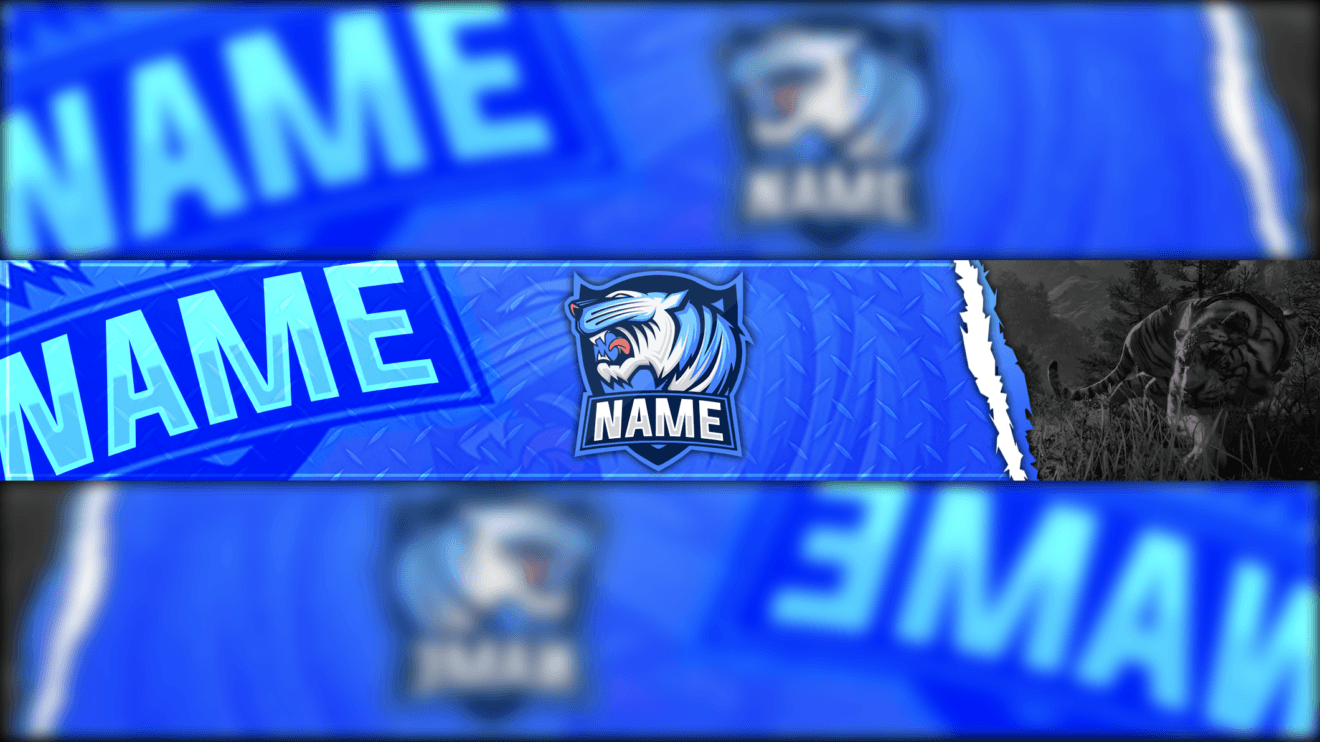 Blue Tiger Gaming Clan Mascot Banner | Free PSD - Zonic Design Download
