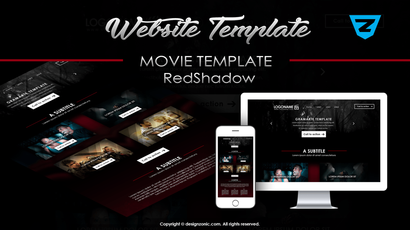 Website Mockup Template – Movie Website – RedShadow – PSD Template ...